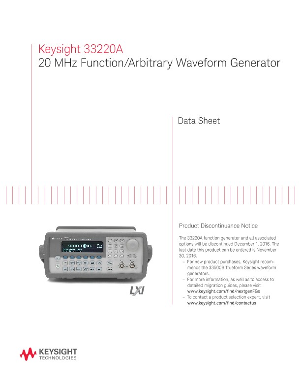 33220A 20 MHz Function/Arbitrary Waveform Generator PDF Asset Page | Keysight